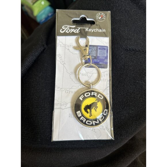 Ford | Other | Ford Bronco Black Yellow Shaped Key Chain Ring Logo ...